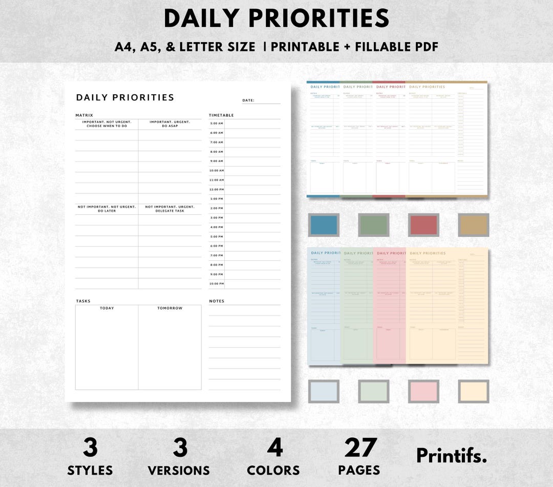 Eisenhower Matrix Printable: Daily Priority Planner (a4/letter) - Etsy