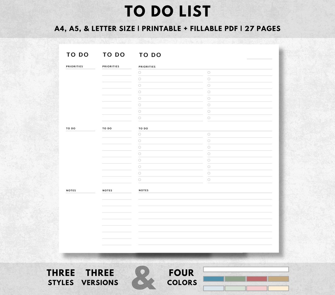 Minimalist to Do List Printable: Simple Task Planner (a4/a5/letter PDF ...