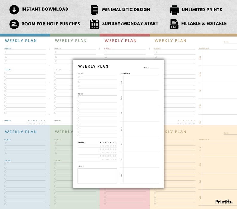 Weekly Planner Printable, Weekly Goal Planner, Weekly to Do List ...