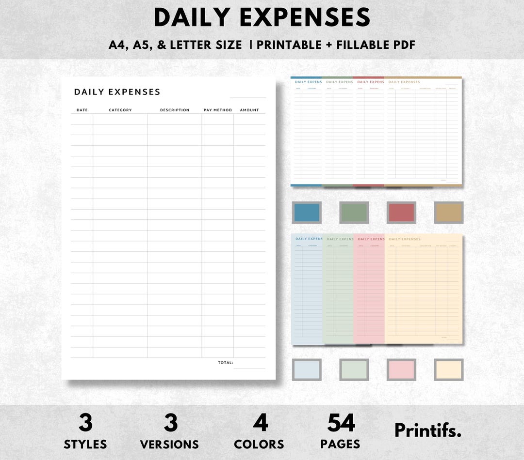 Daily Expenses Tracker Printable, Spending Tracker, Budget Tracker, A4 ...