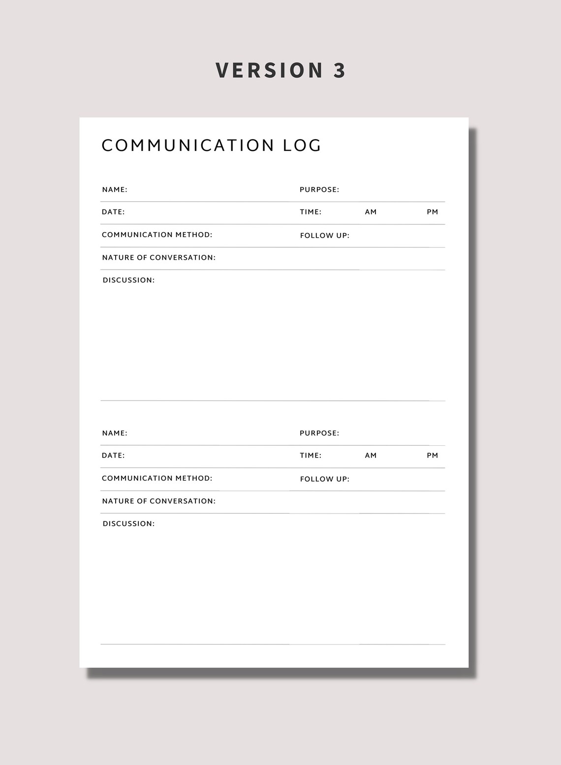 Printable Communication Log, Call Log Template, Parent Communication ...