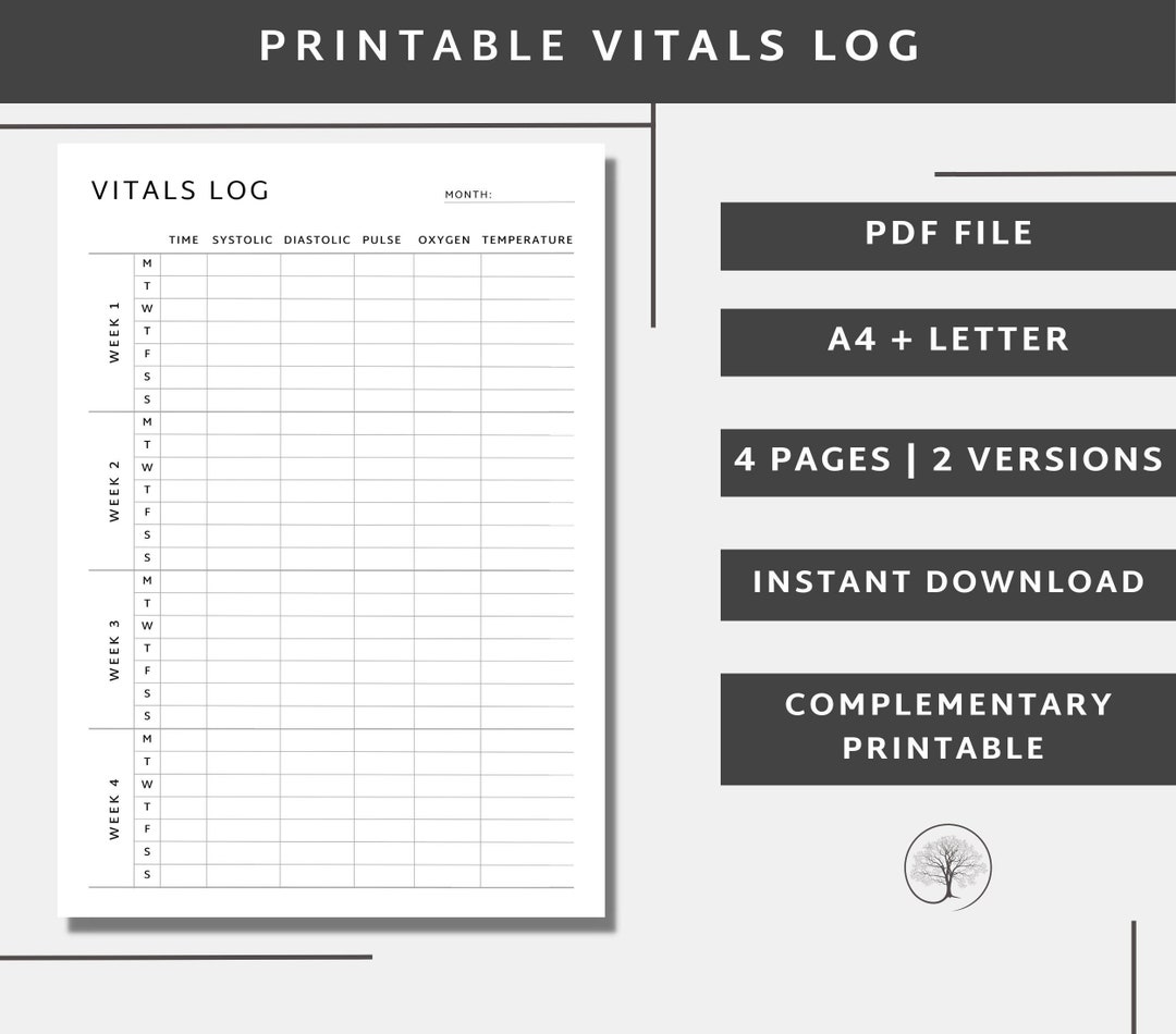 Printable Vital Sign Sheet Vitals Tracker Nursing Vitals - Etsy