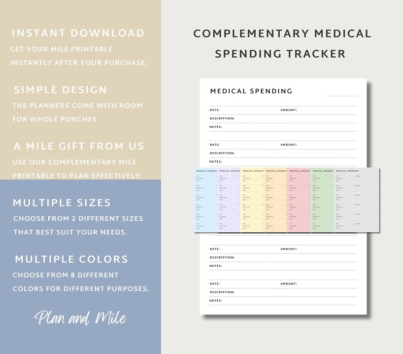 Printable Medical Spending Record, Medical Finance Sheet, Medical Cost ...