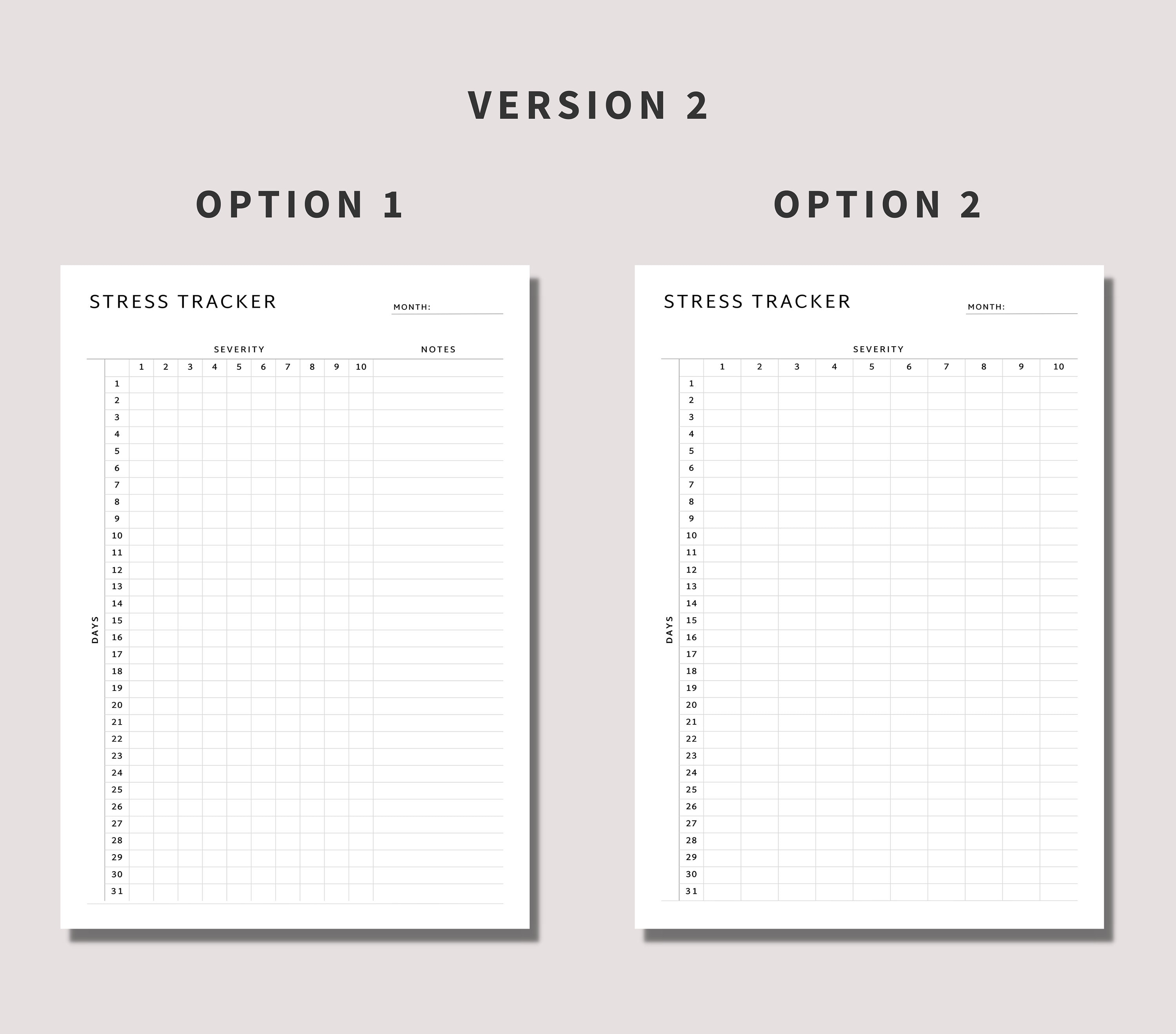 Monthly Stress Tracker Printable Template, Track Daily Stress Levels ...