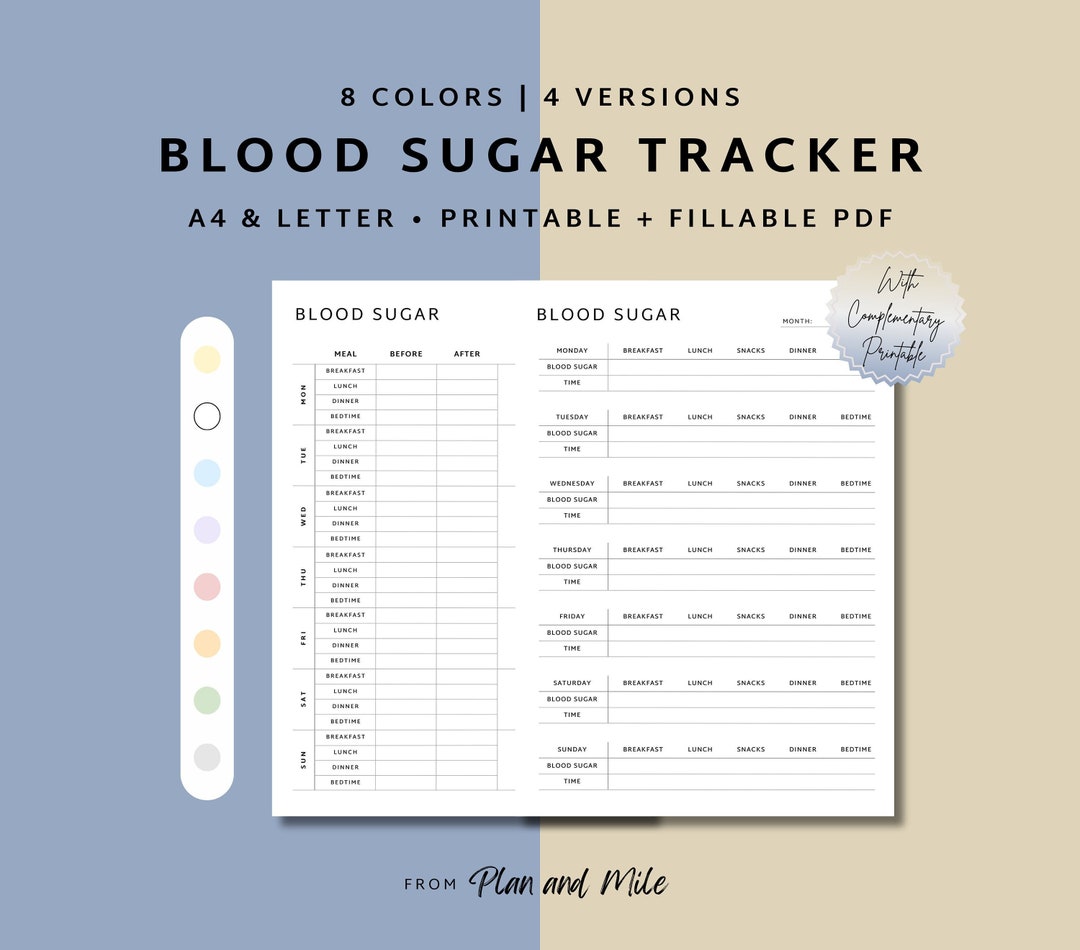 Blood Sugar Log Printable Template, Blood Glucose Tracker, Diabetic Log ...