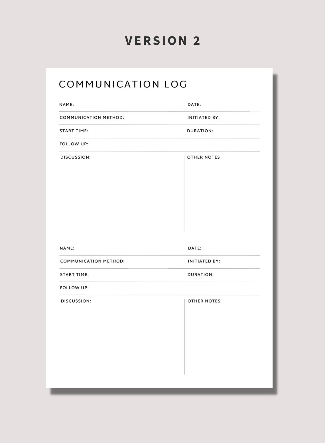 Printable Communication Log, Call Log Template, Parent Communication ...