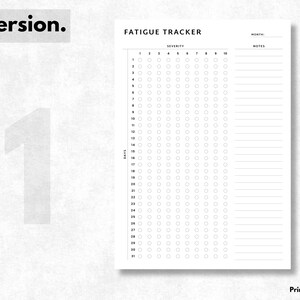 Monthly Fatigue Tracker Printable Template, Track Daily Fatigue ...