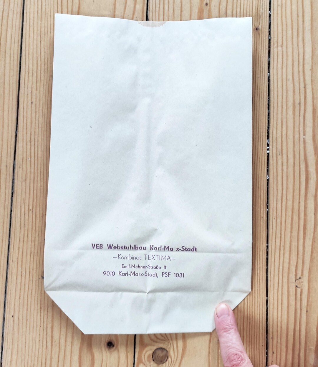 Vintage Paper Bag From the GDR, 1980s – Misprinted "karl-max-stadt ...