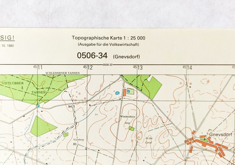 GDR Map Ministry of the Interior State Security VEB Combine for Geodesy ...
