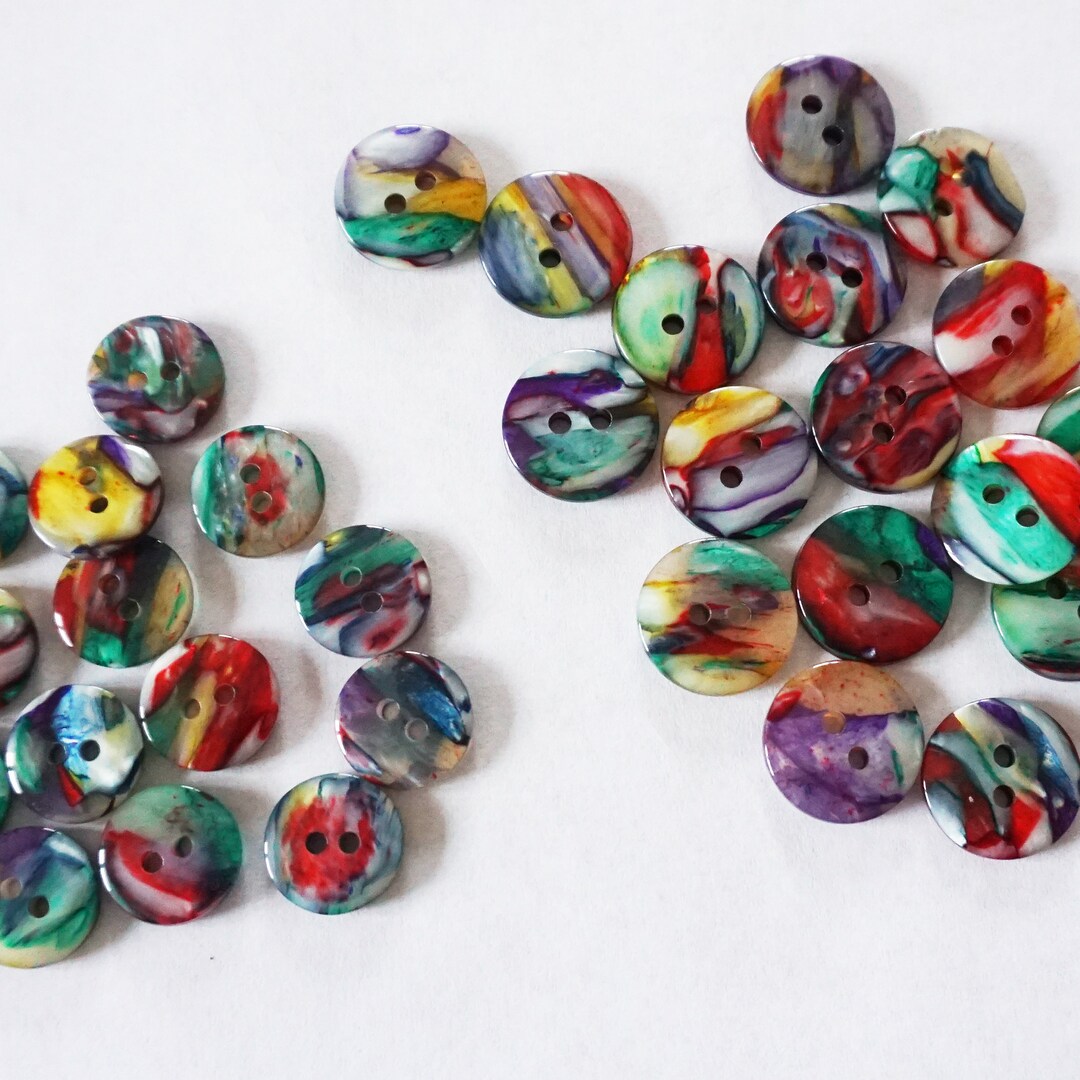 Colored Blouse Buttons From the 1980s 2-hole Button Colorful Shirt ...