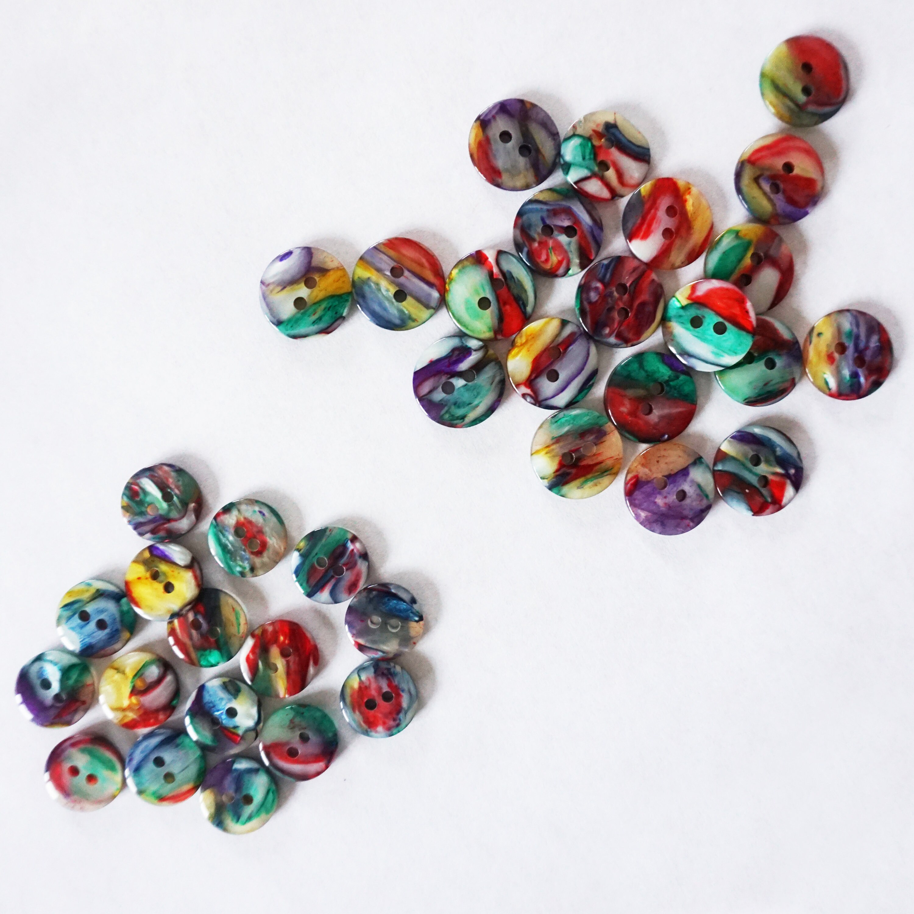 Colored Blouse Buttons From the 1980s 2-hole Button Colorful Shirt ...