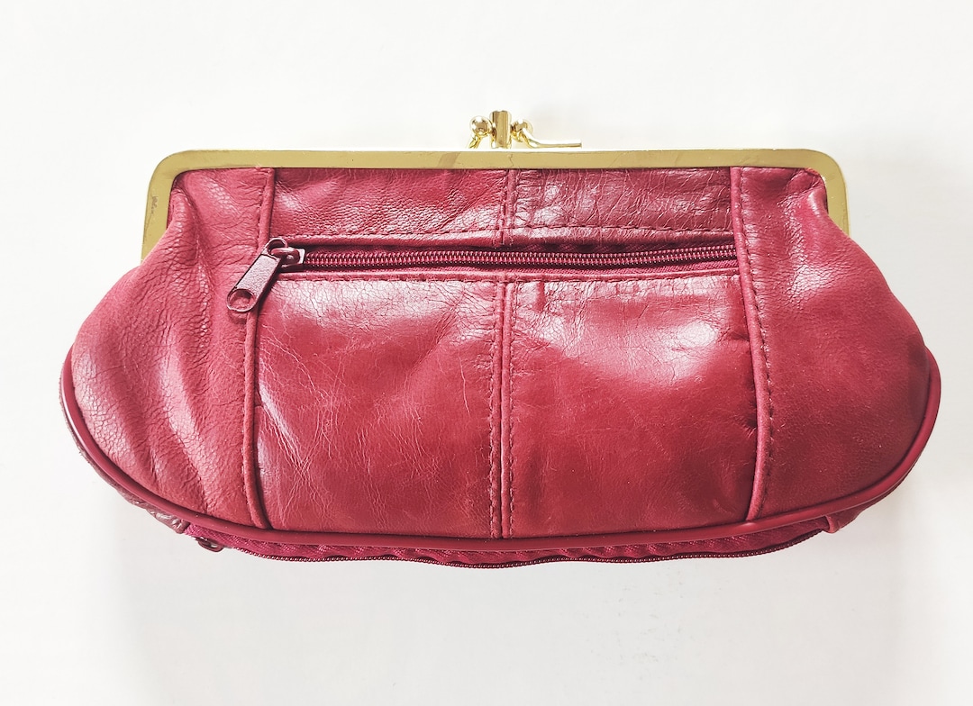 Vintage Red Handbag, Large Purse Clutch Evening Bag 1970s Leather - Etsy