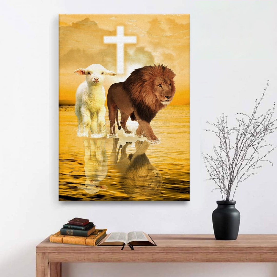 The Lamb of God and Lion of Judah Jesus Canvas Christian - Etsy