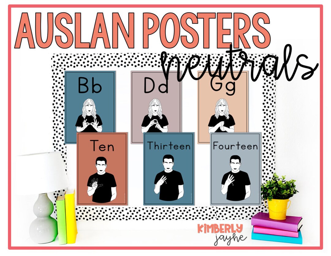 Auslan Posters Alphabet and Numbers Neutrals Themed Classroom - Etsy