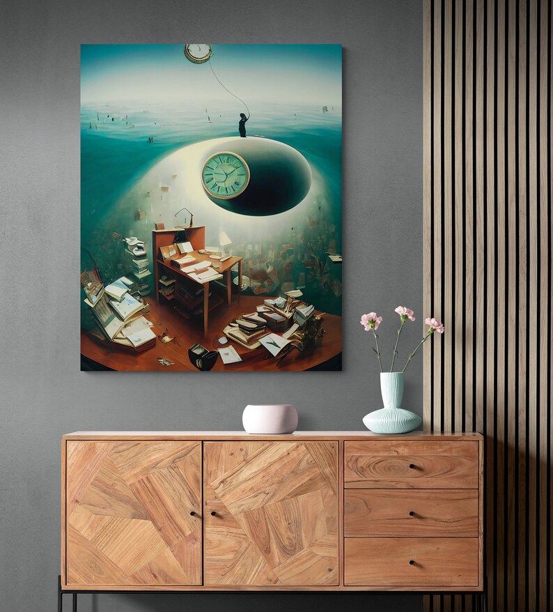 Surrealist Wall Art Canvas Print Scattered Books Canvas Wall - Etsy