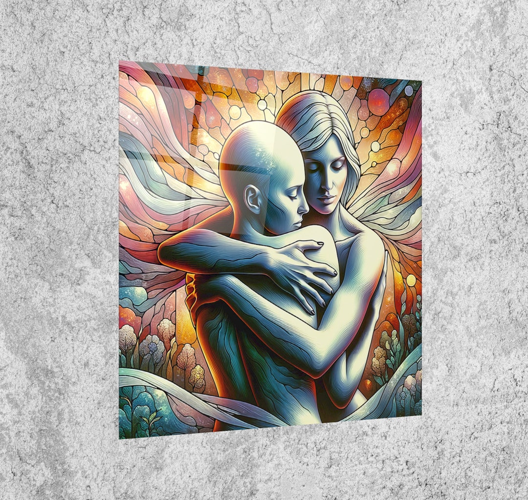 Stained Glass Hugging Bodies Glass Wall Decor for Your Living Room ...
