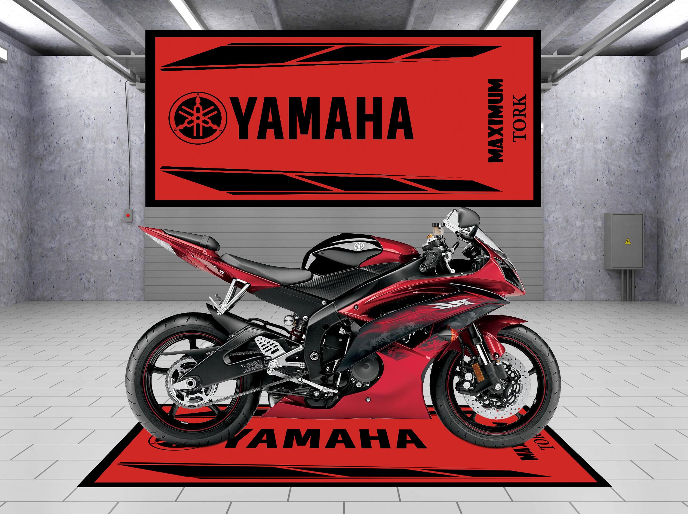 Yamaha Red Motorcycle Mat Washable Motorcycle Rugs Perfect - Etsy