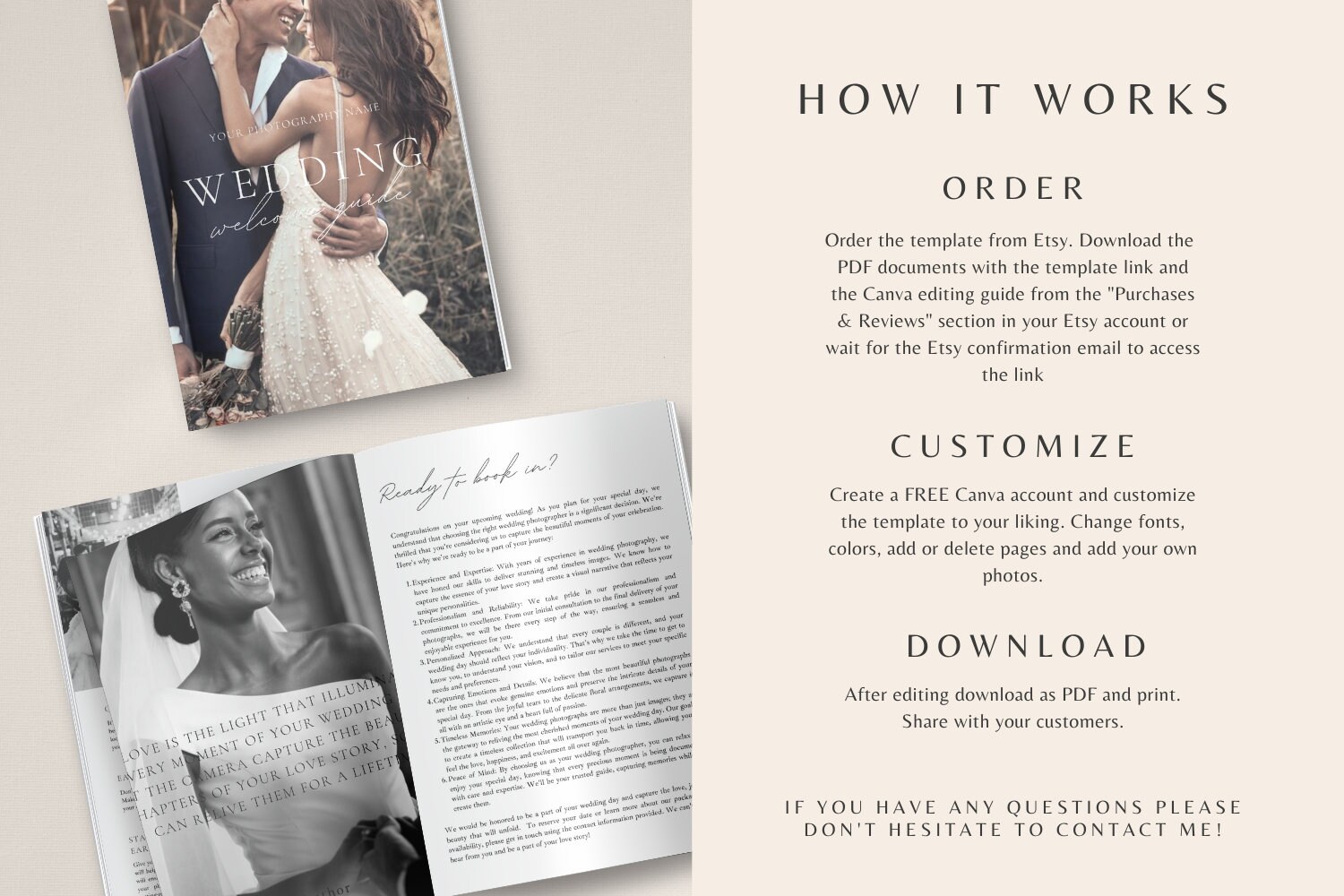 Wedding Photography Welcome Guide Template Wedding - Etsy