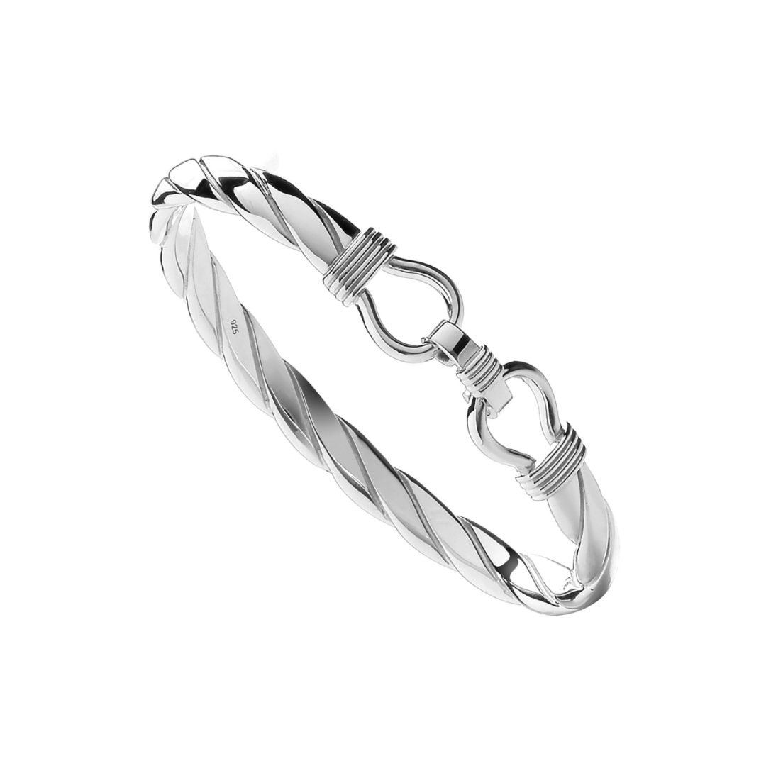 Silver Mens Hook Bangle | Stylish Men's Solid Twist Bracelet | Gift for ...