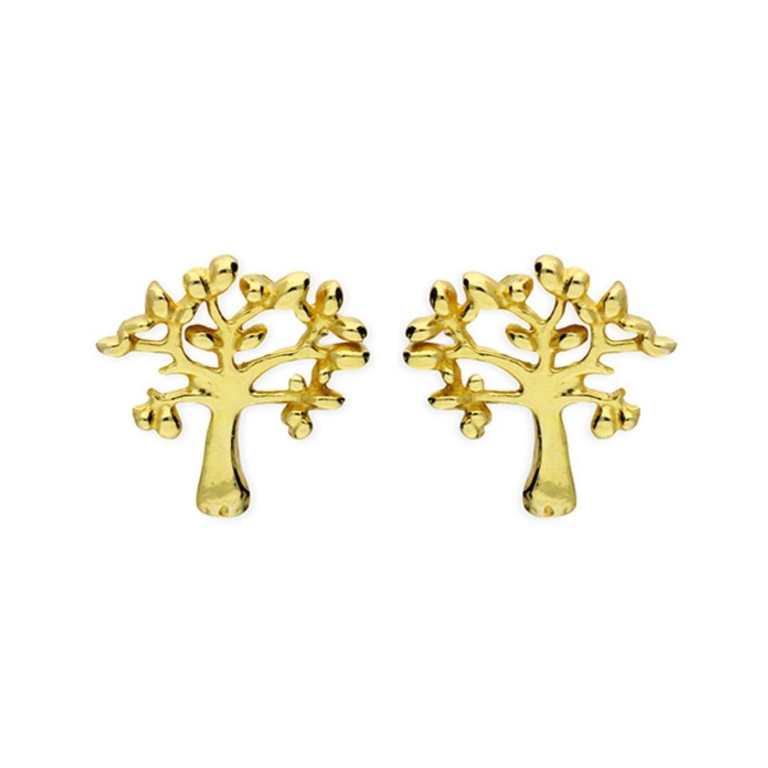 Tree-of-life Stud Earrings. 24K Yellow Gold-plated Stud Earrings. Best ...