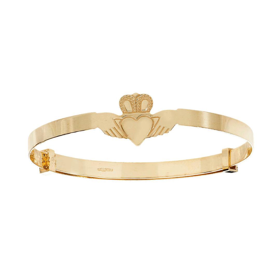 9K Solid Gold Celtic Claddagh Baby Bangle | Expandable Christening ...
