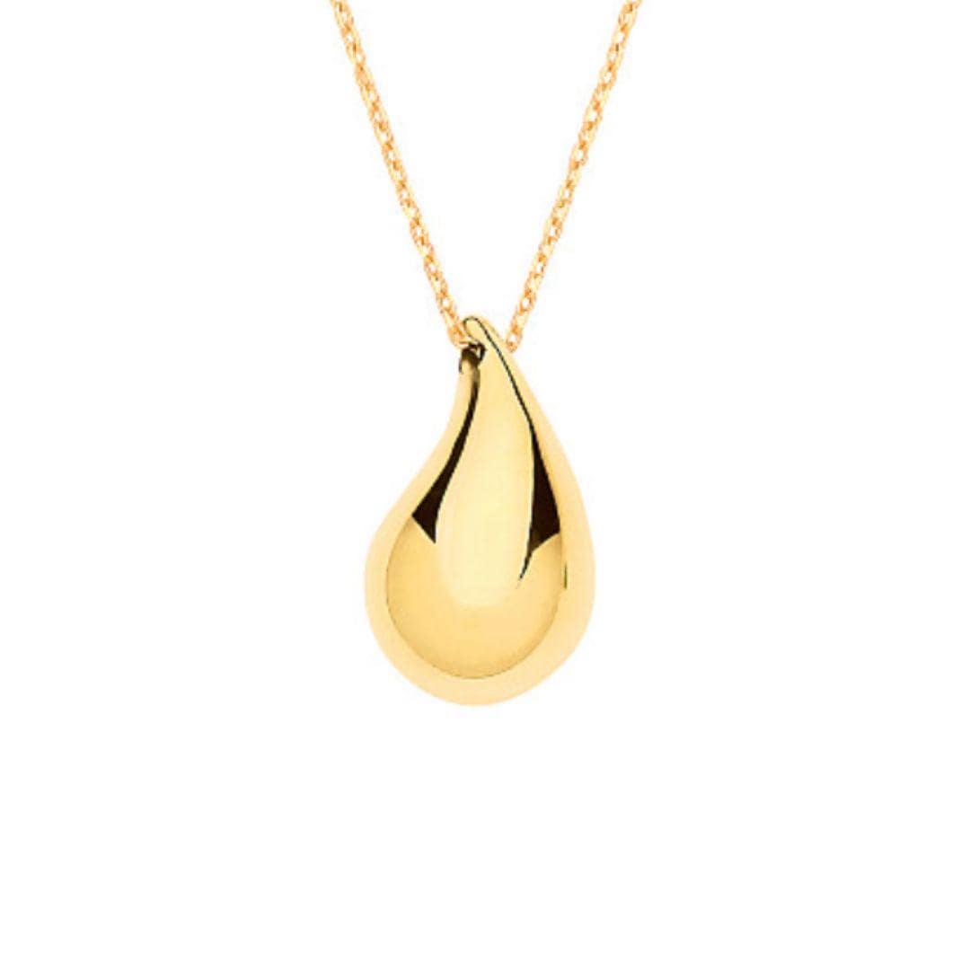9K Gold Teardrop Droplet Pendant Necklace, Earrings • Minimalist Gold ...