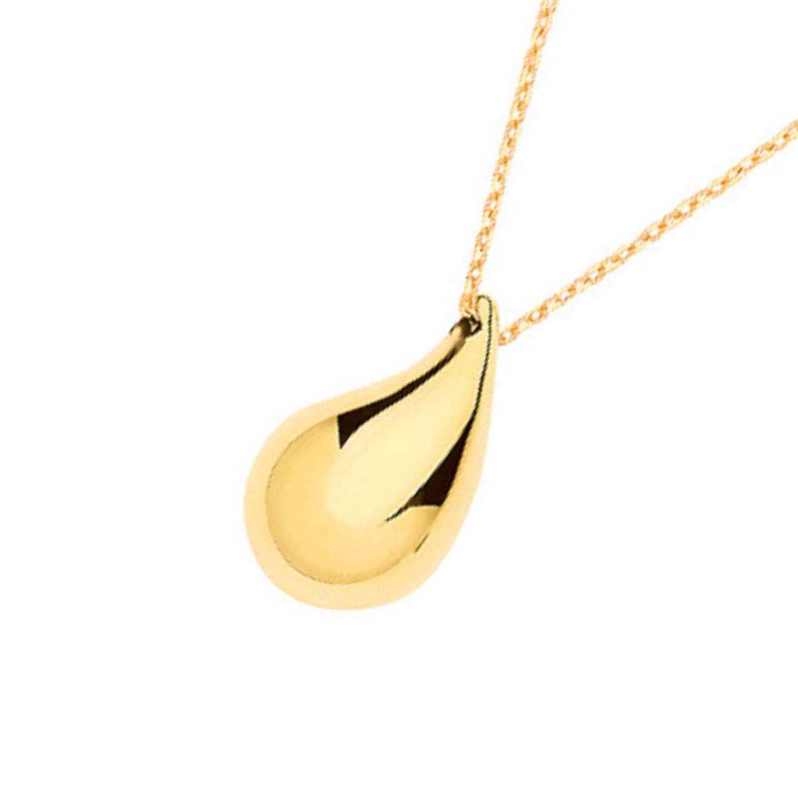 9K Gold Teardrop Droplet Pendant Necklace, Earrings • Minimalist Gold ...