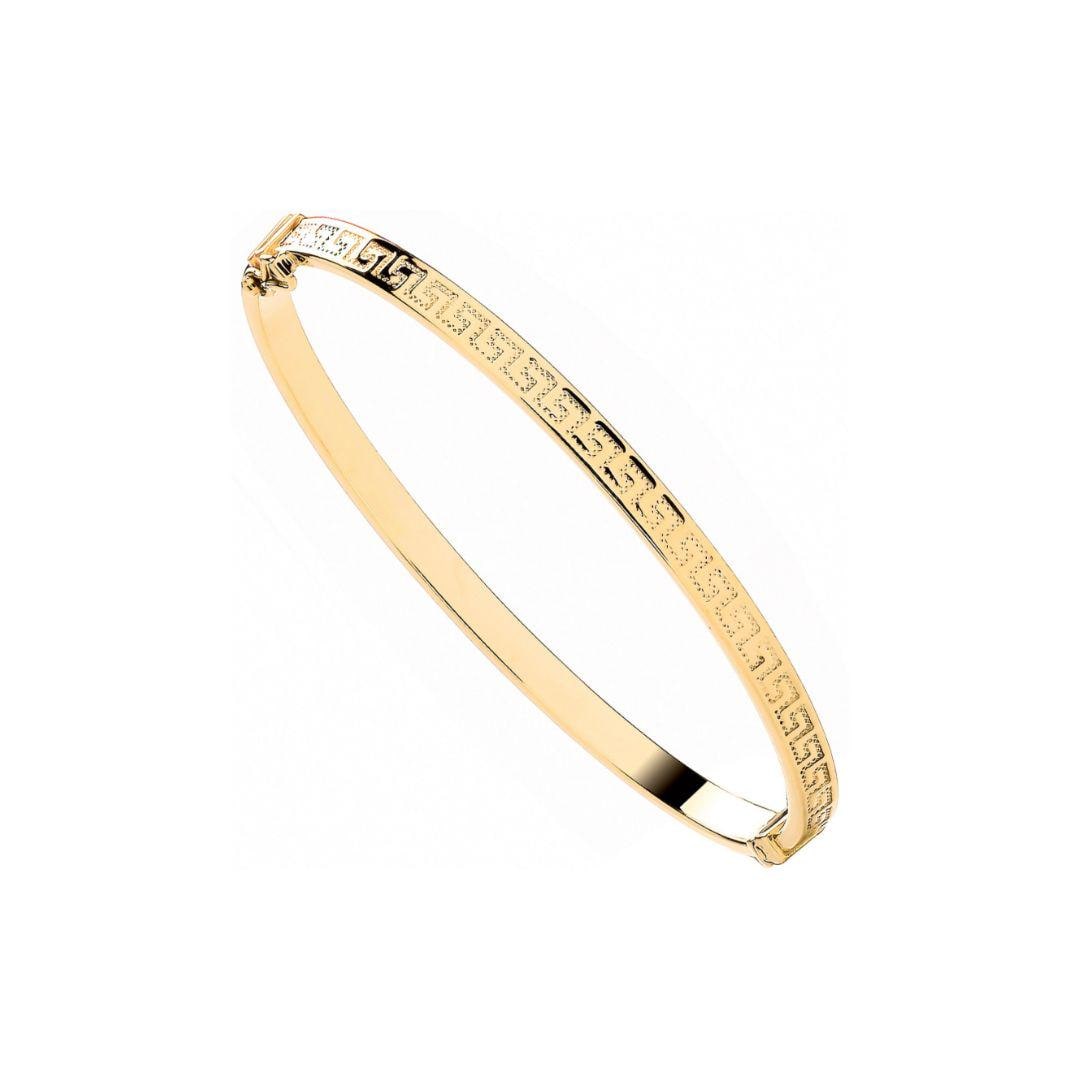 9K Gold Bangle | Greek Key Ladies Bangle | Stackable Gold Bangle | Gold ...