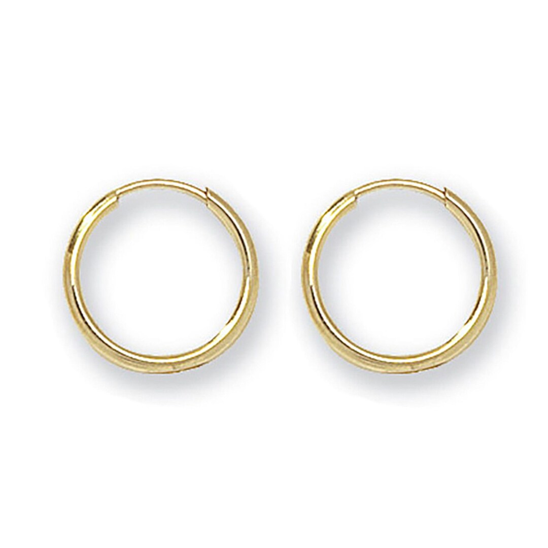 9K Gold Cartilage Sleeper Hoop Earrings. Everyday White & Yellow 8mm ...