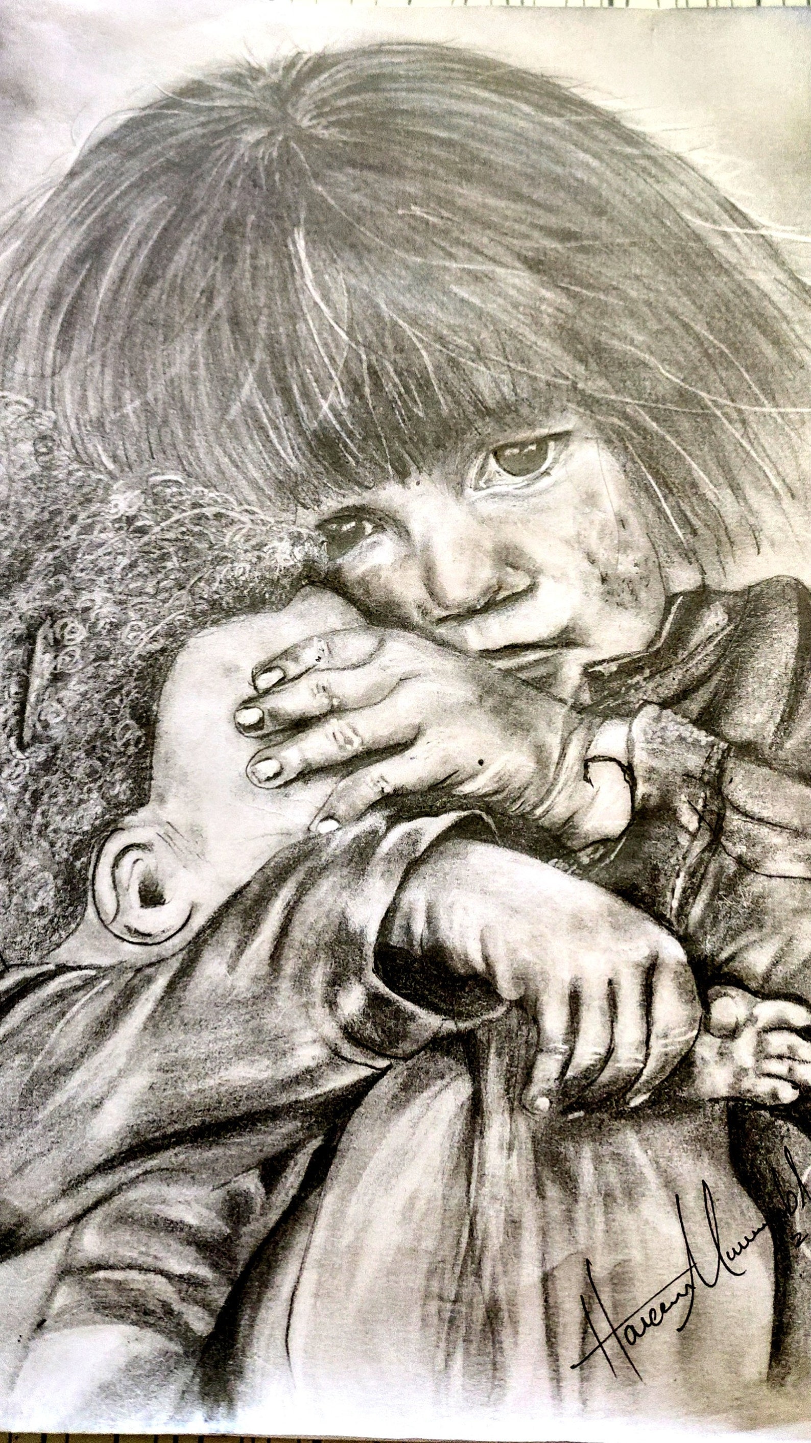 Scared Child Charcoal Realistic Drawing - Etsy