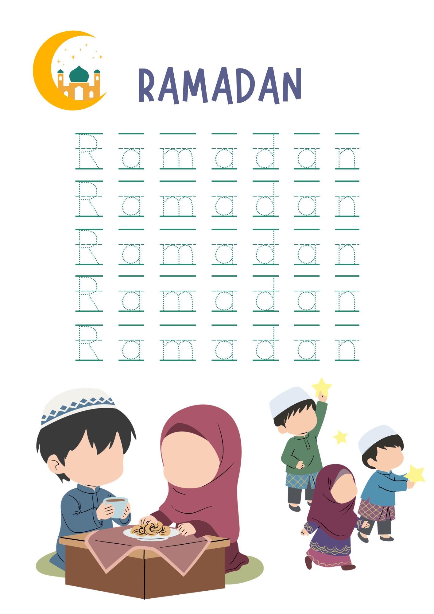 Ramadan Activity Workbook for Kids Ages 4–7 | Islamic Worksheets ...