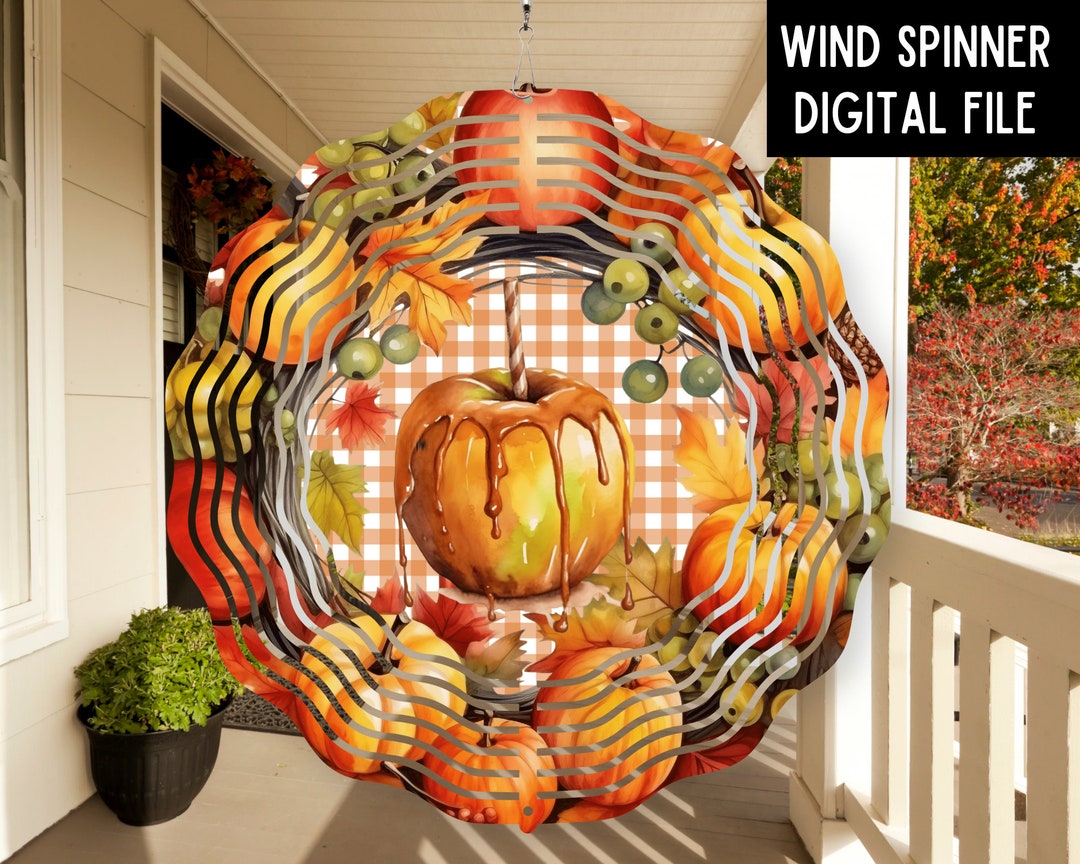 CARAMEL APPLE PNG Wind Spinner Sublimation Design Fall Garden Spinner ...