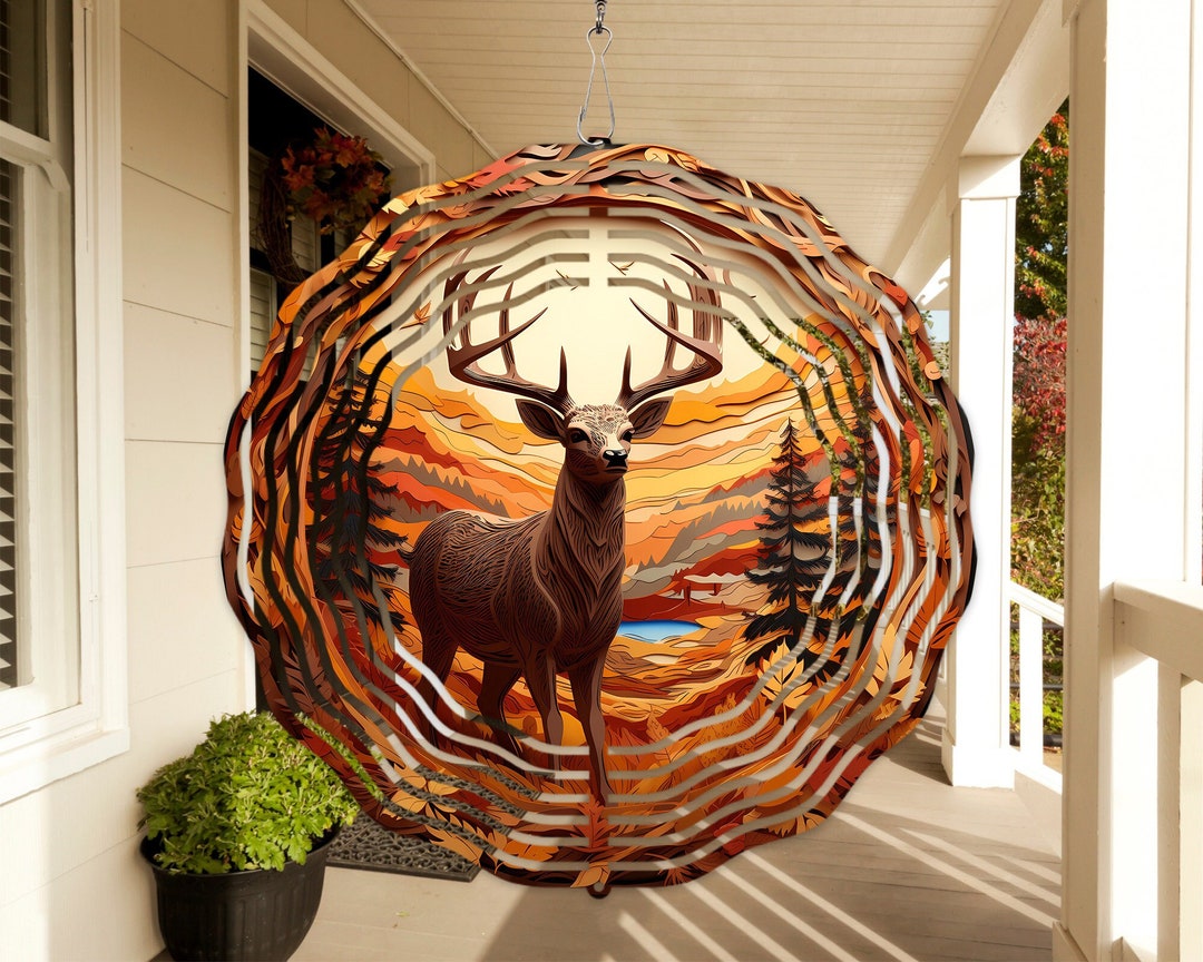 3D FALL DEER Wind Spinner PNG, Fall Deer Sublimation Design, 3D ...