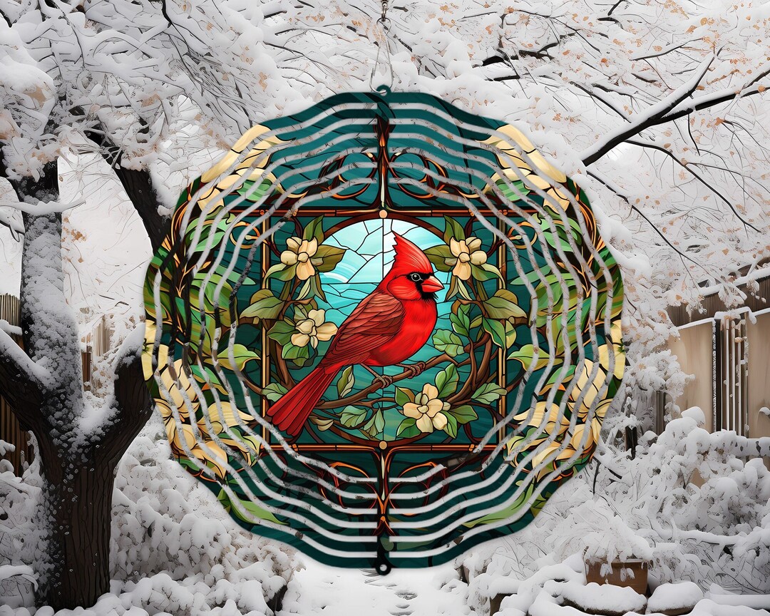 RED CARDINAL Wind Spinner PNG Red Cardinal Sublimation Design Stained ...