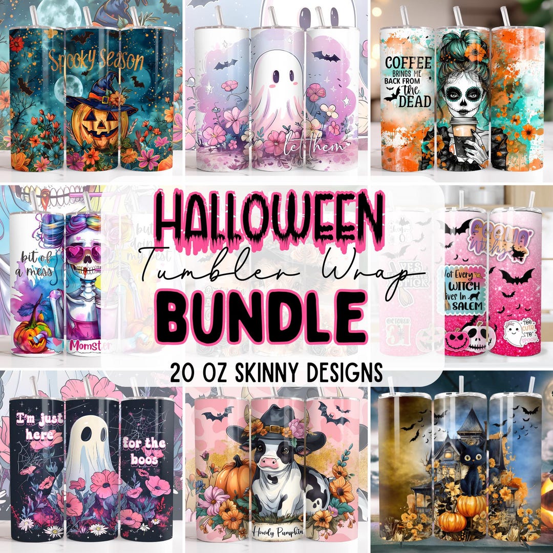 Halloween Bundle PNG Tumbler Wrap 20 Oz Skinny Sublimation Bundle ...