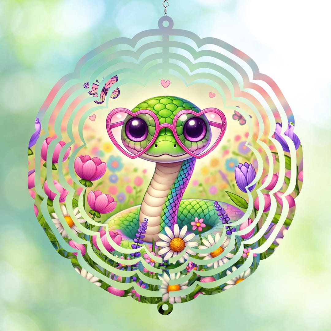 Snake Wind Spinner PNG for Sublimation Floral Design for Suncatcher ...