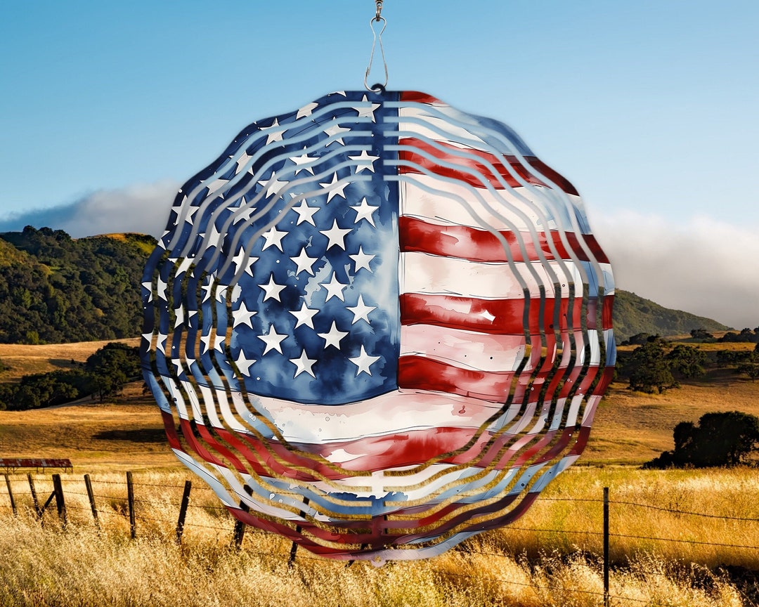 USA FLAG Wind Spinner PNG Round Design America Flag Sublimation Wind ...