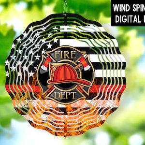 FIREFIGHTER Sublimation PNG Fire Dept Design Sublimation Wind Spinner ...