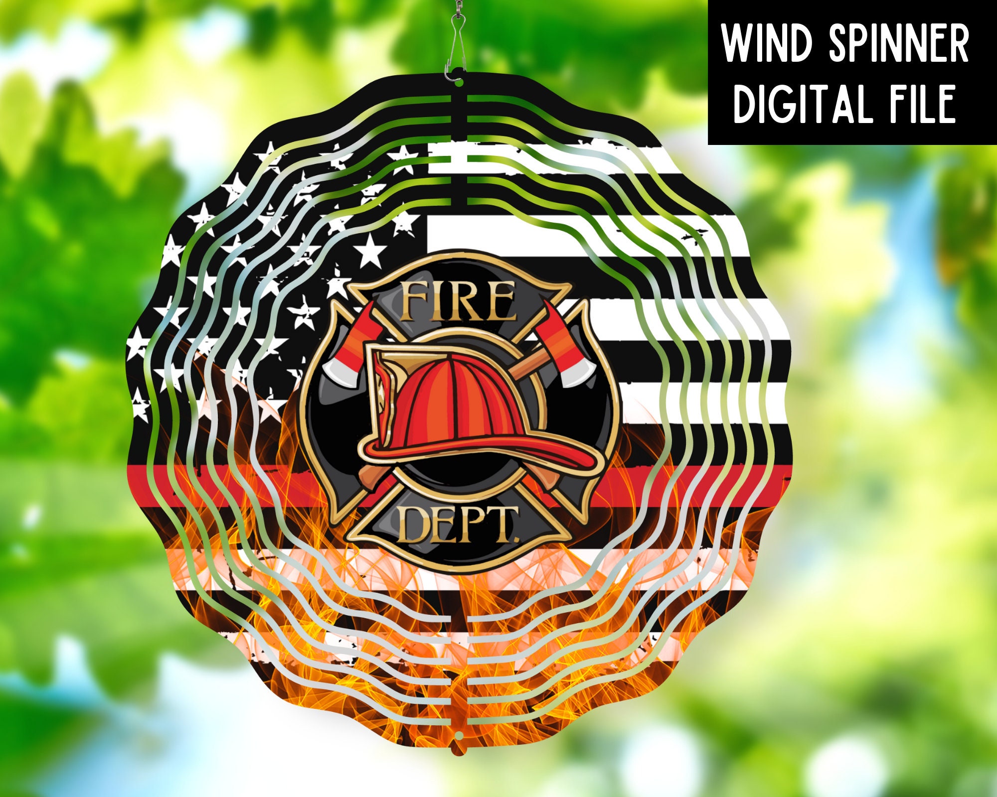 FIREFIGHTER Sublimation PNG Fire Dept Design Sublimation Wind Spinner ...