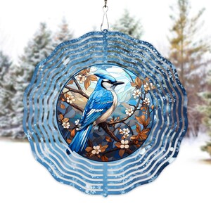 BLUE JAY Wind Spinner PNG Stained Glass Bird Sublimation Design Bird ...