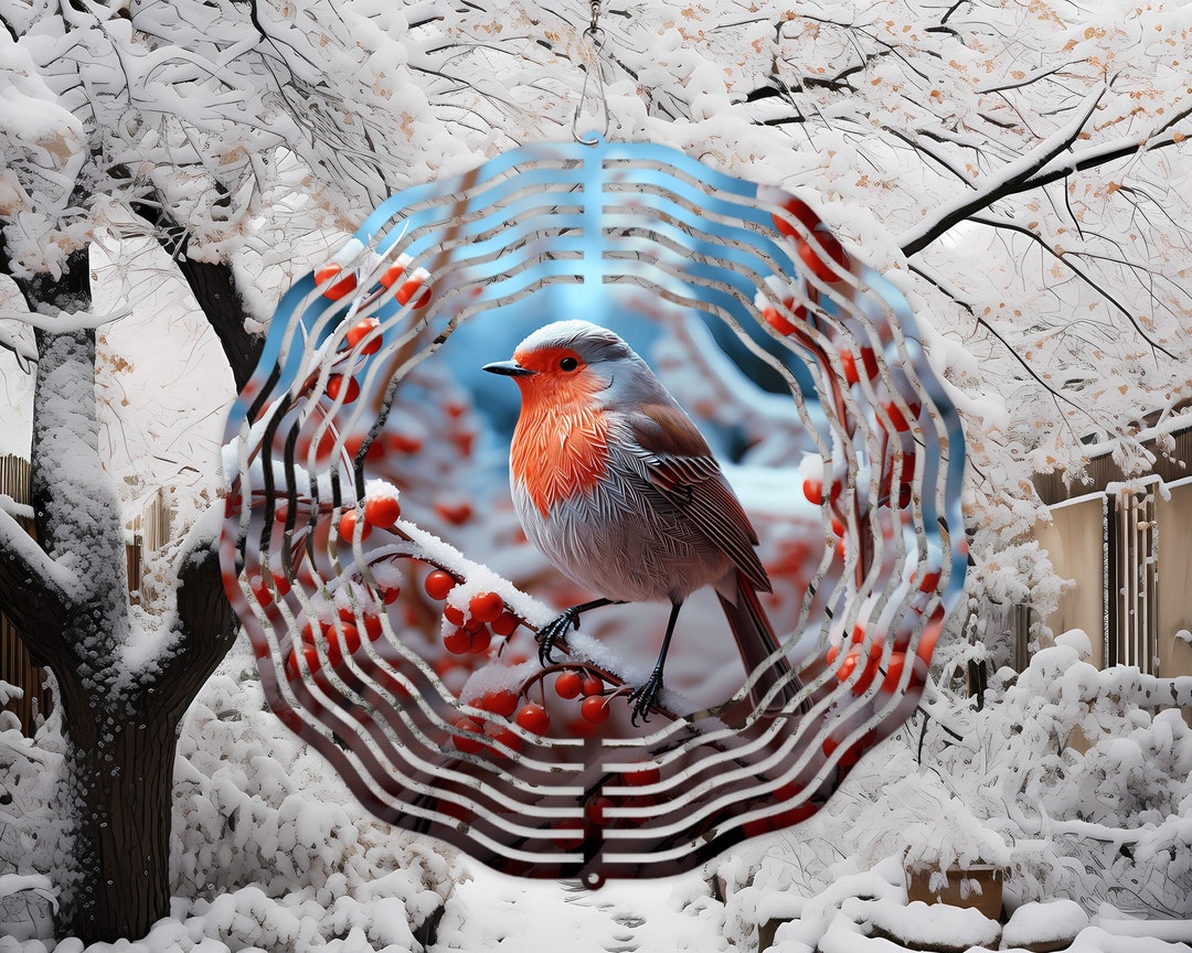 3D ROBIN Wind Spinner PNG Christmas Sublimation Design 3D Wind Spinner ...
