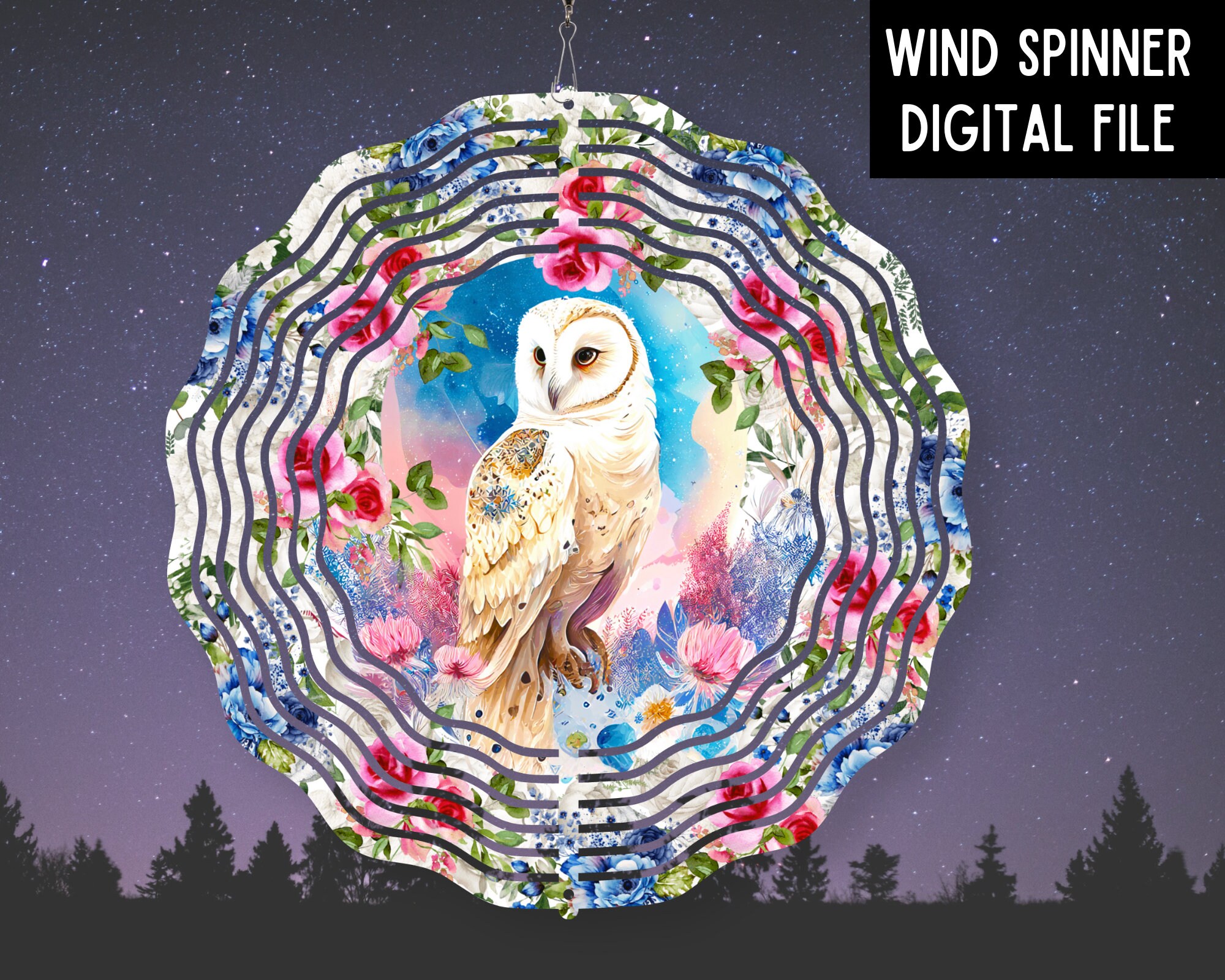 SNOWY OWL Wind Spinner Design Windspinner PNG Owl Digital - Etsy