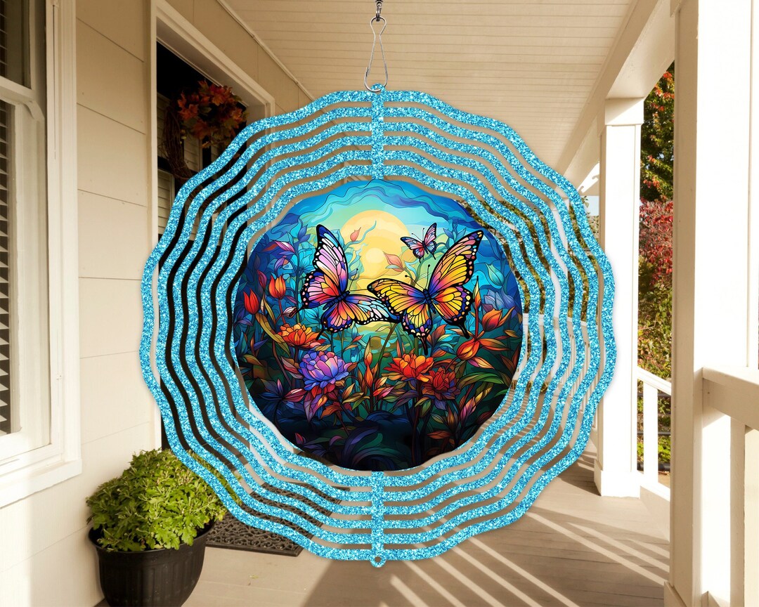 BUTTERFLIES Wind Spinner PNG, Stained Glass Butterfly Sublimation ...