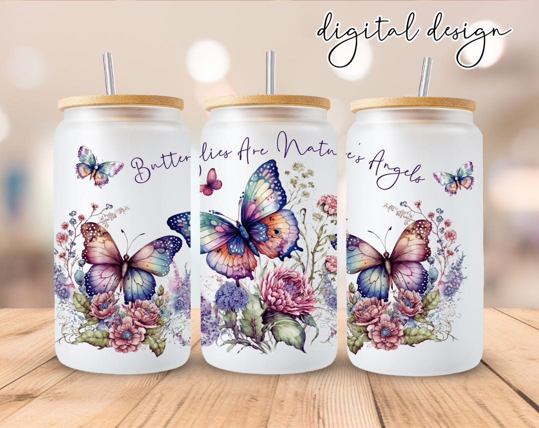 Libby Cup Butterflies PNG Inspirational Sublimation Design for 16 Oz ...