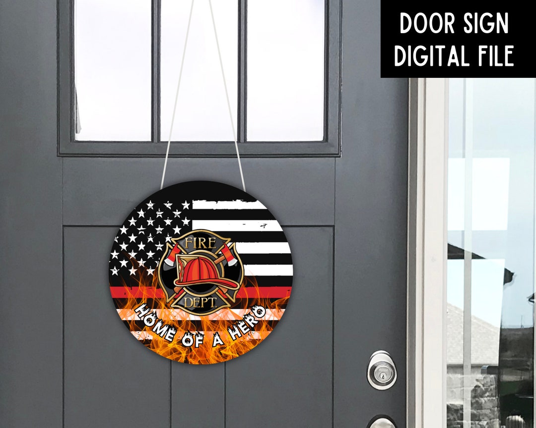 FIREFIGHTER Door Sign PNG Firefighter Sublimation Design Sublimation ...