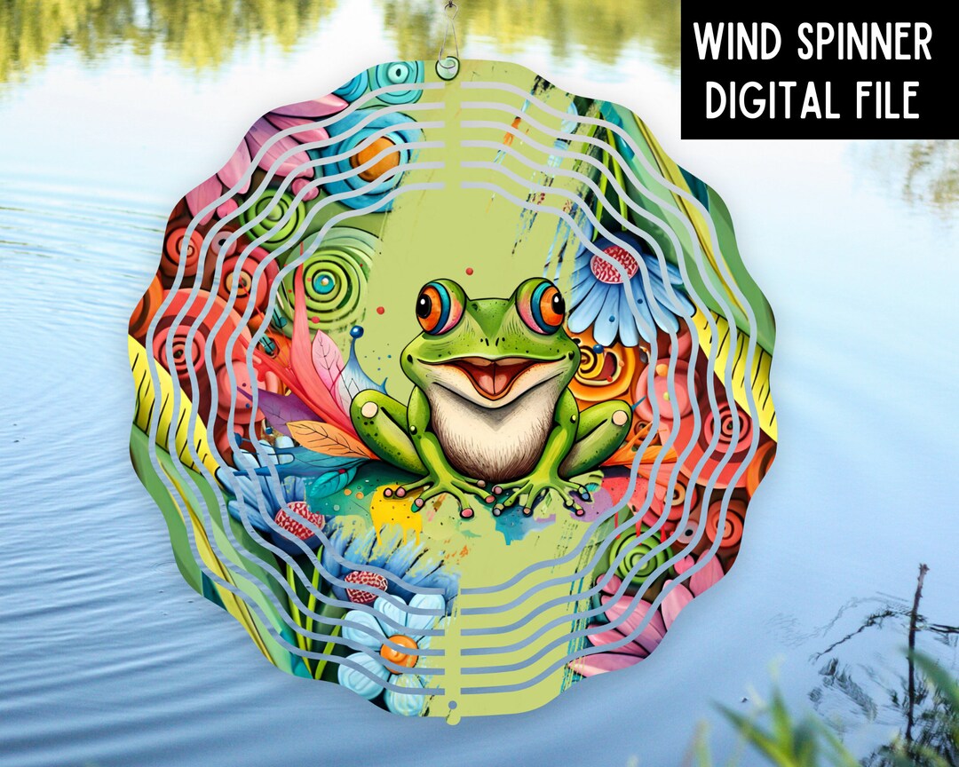 FROG Wind Spinner Design Colorful Frog Garden Spinner PNG Digital File ...