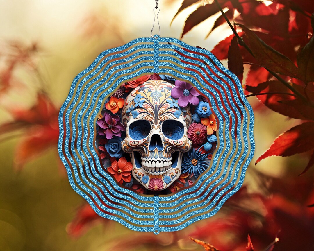 FLORAL SKULL Wind Spinner PNG Skull Sublimation Design - Etsy