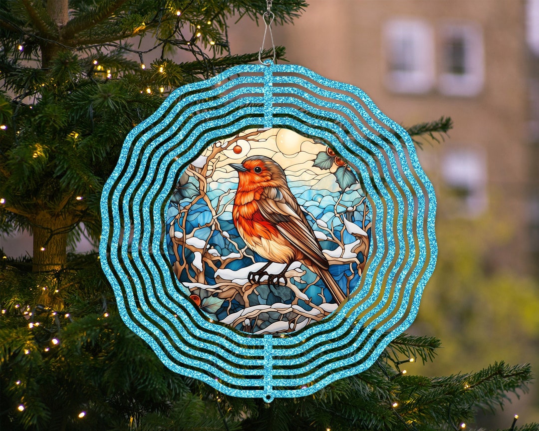 ROBIN Wind Spinner PNG Christmas Sublimation Design Stained - Etsy