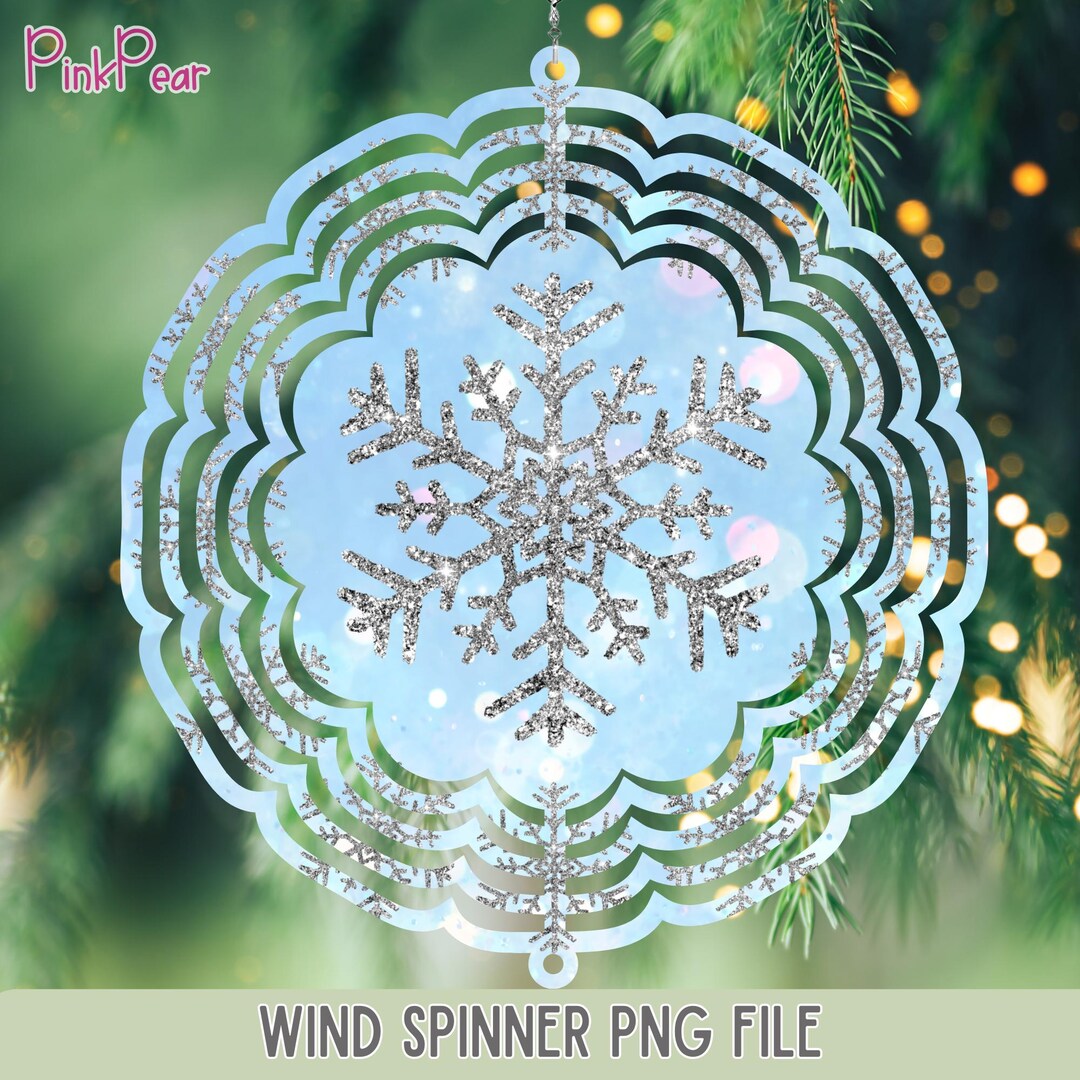 Snowflake Wind Spinner Design Winter Sublimation PNG Glitter Snowflake ...