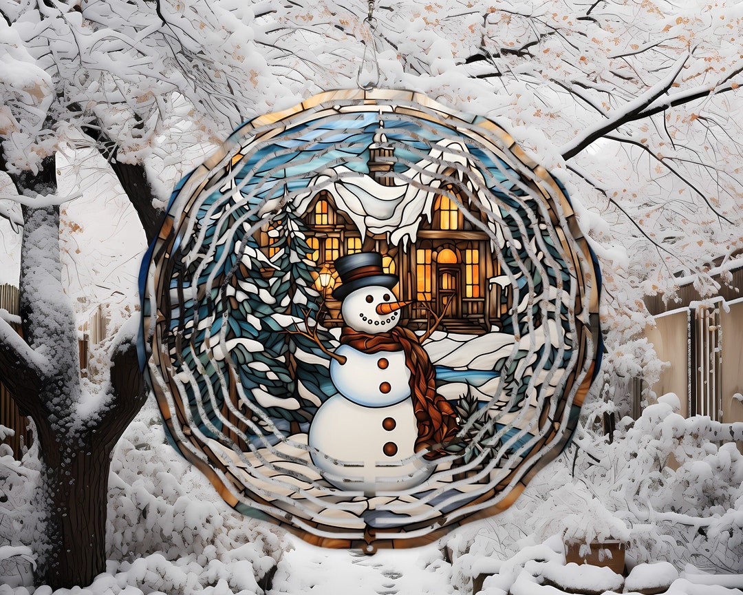 SNOWMAN Wind Spinner PNG, Snowman Sublimation Design, Stained Glass ...
